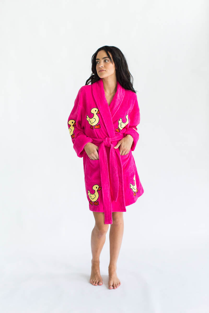 Lucky Duck Cotton Terry Cloth Short Bathrobe – Aegean Apparel
