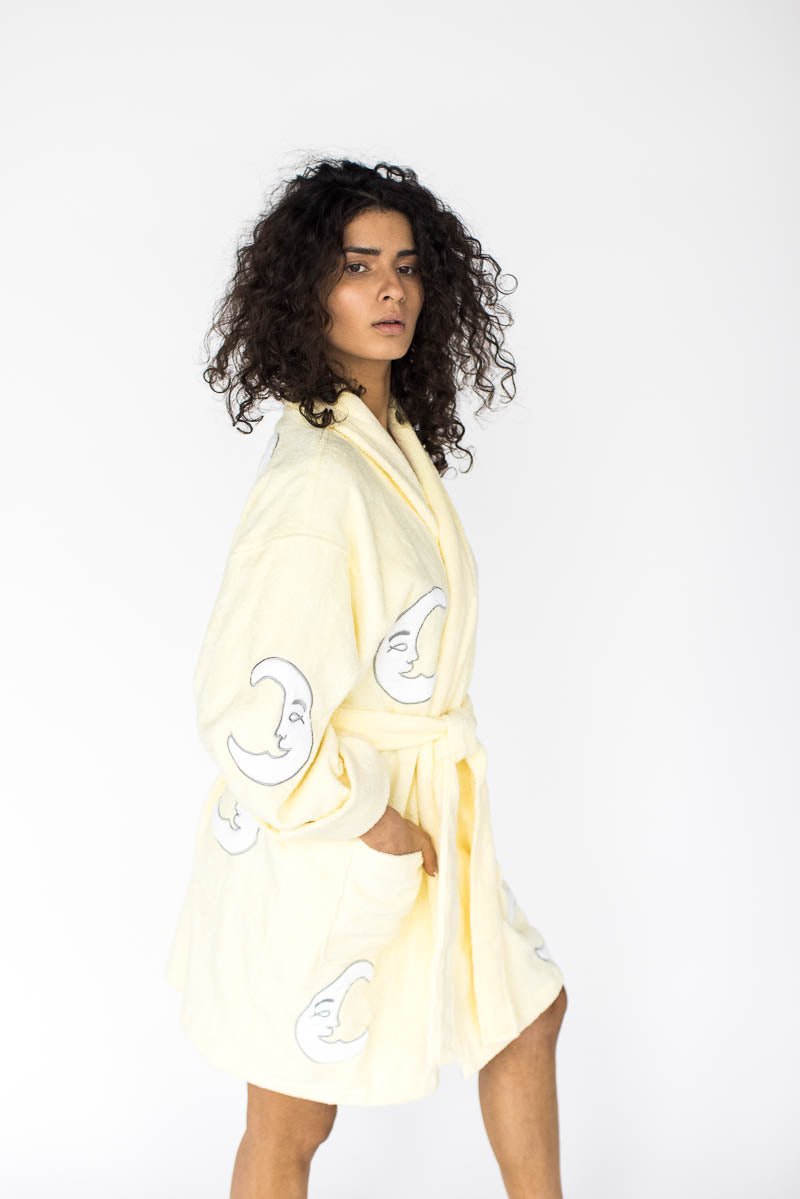 Moon Cotton Terry Cloth Short Bathrobe – Aegean Apparel
